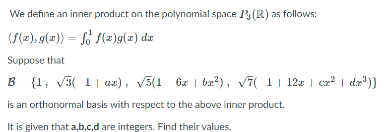 Solved We define an inner product on the polynomial space | Chegg.com