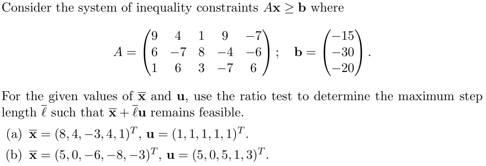 Solved Consider the system of inequality constraints Ax≥b | Chegg.com