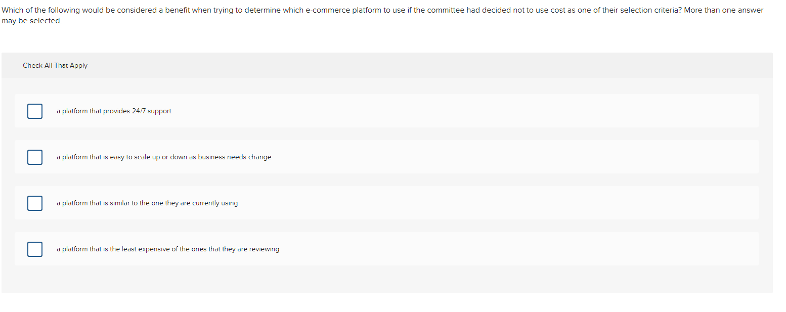 Solved ay be selected. Check All That Apply a platform that | Chegg.com