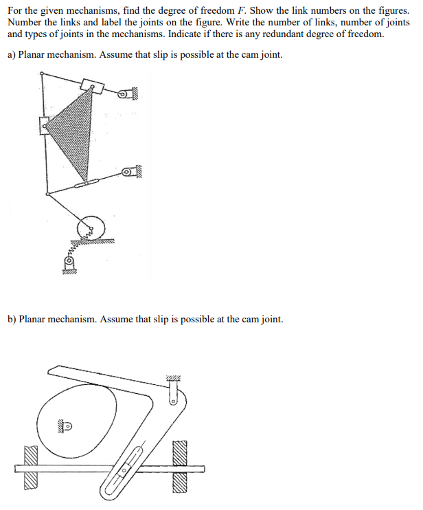 Solved For the given mechanisms, find the degree of freedom | Chegg.com