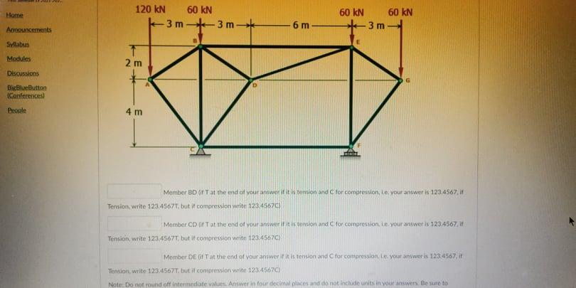 Solved Home 120 KN 60 KN -3m-3m- 60 KN 60 KN +3m | Chegg.com