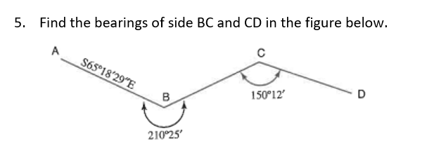 Solved Find the bearings of side BC and CD in the figure | Chegg.com