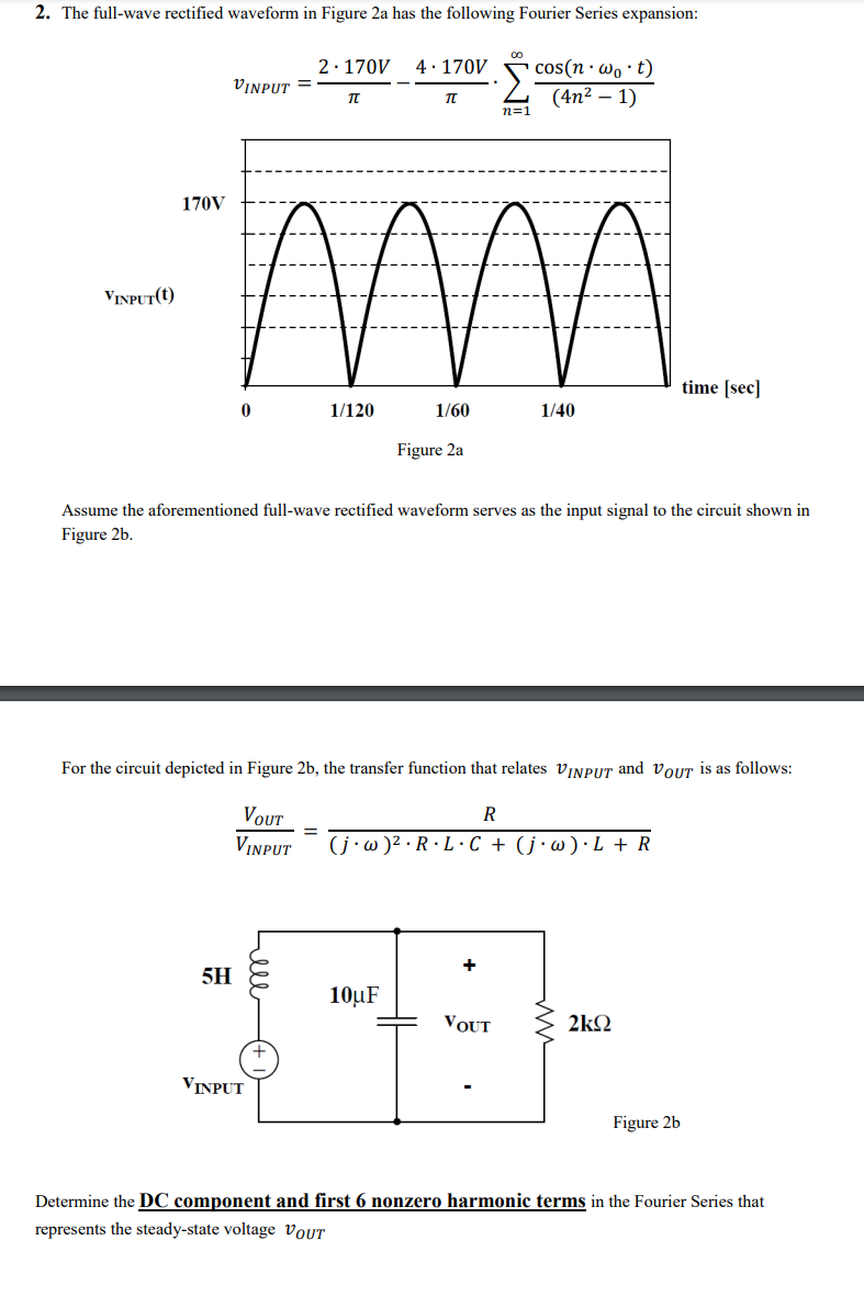 Solved 2. The full-wave rectified waveform in Figure 2 a has | Chegg.com