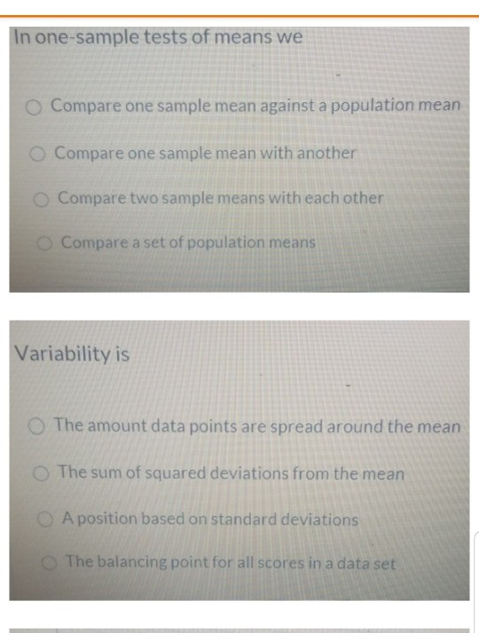 Solved In one-sample tests of means we Compare one sample | Chegg.com