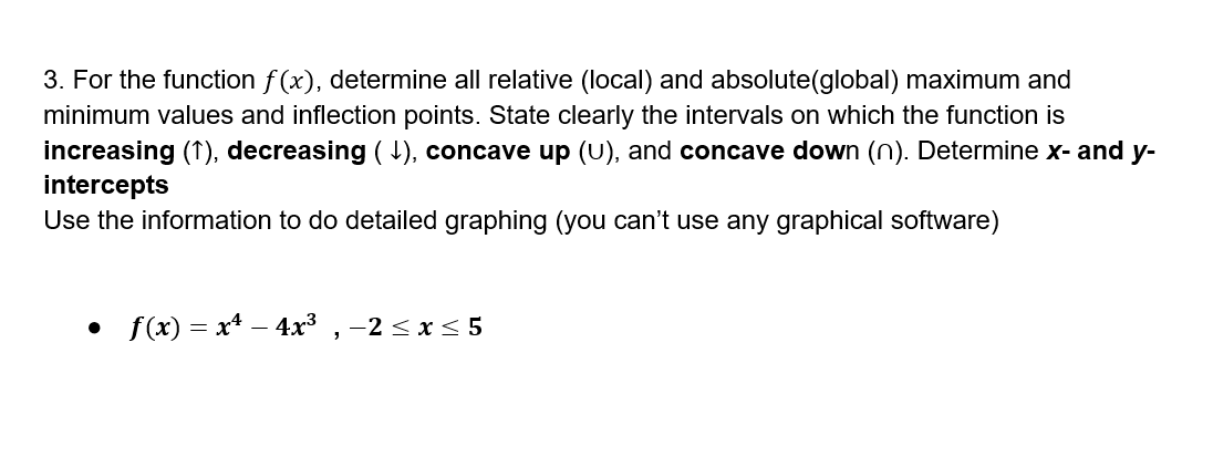 Solved 3. For the function f(x), determine all relative | Chegg.com