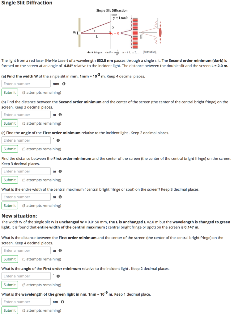 Solved Single Slit Diffraction Single Slit Diffraction Som y | Chegg.com