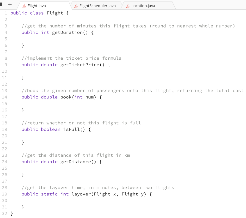 Solved Java Task Your task is to create a flight scheduler | Chegg.com