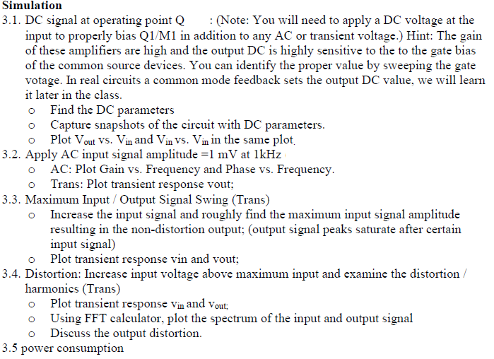 Solved Cascode common source amplifier: Vdd=2.5V Output cap | Chegg.com
