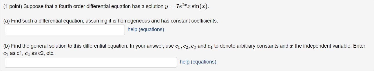 Solved (1 point) Suppose that a fourth order differential | Chegg.com