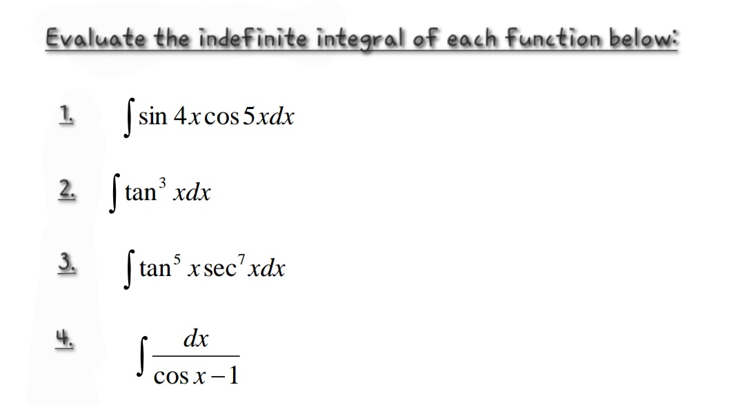Solved Evaluate the indefinite integral of each function | Chegg.com