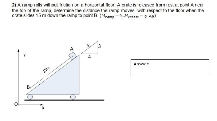 Solved 2) A ramp rolls without friction on a horizontal | Chegg.com