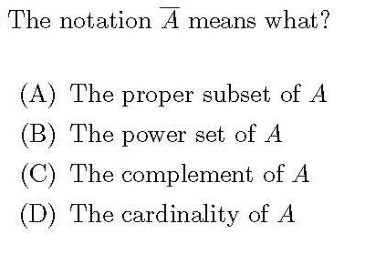 [Solved]: The notation ( bar{A} ) means what? (A) The p