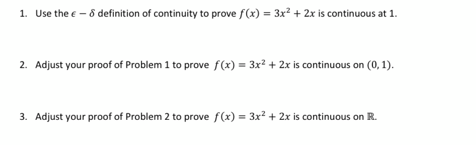 Solved 1. Use the € - 8 definition of continuity to prove | Chegg.com