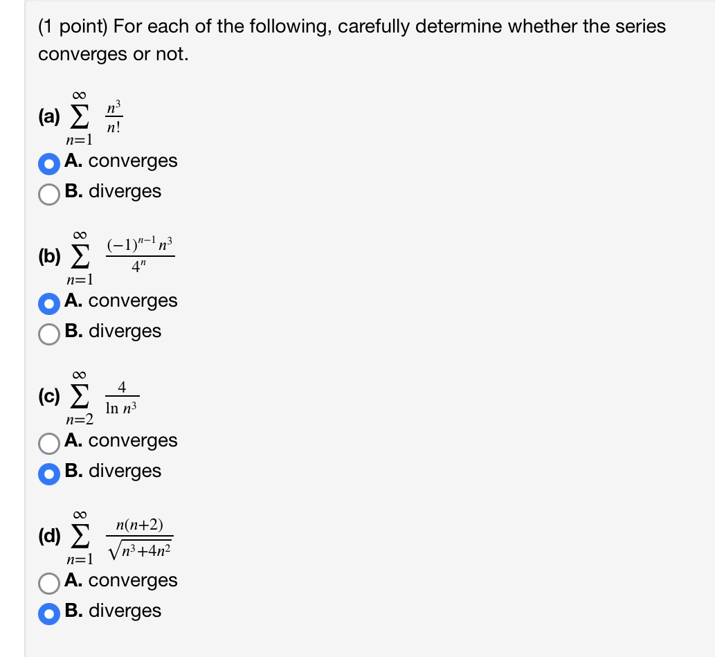Solved (1 point) For each of the following, carefully | Chegg.com