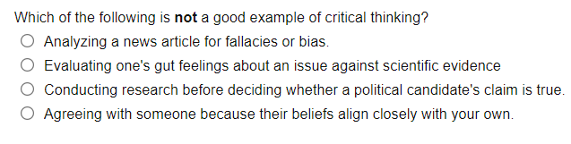 Solved Which of the following is not a good example of | Chegg.com