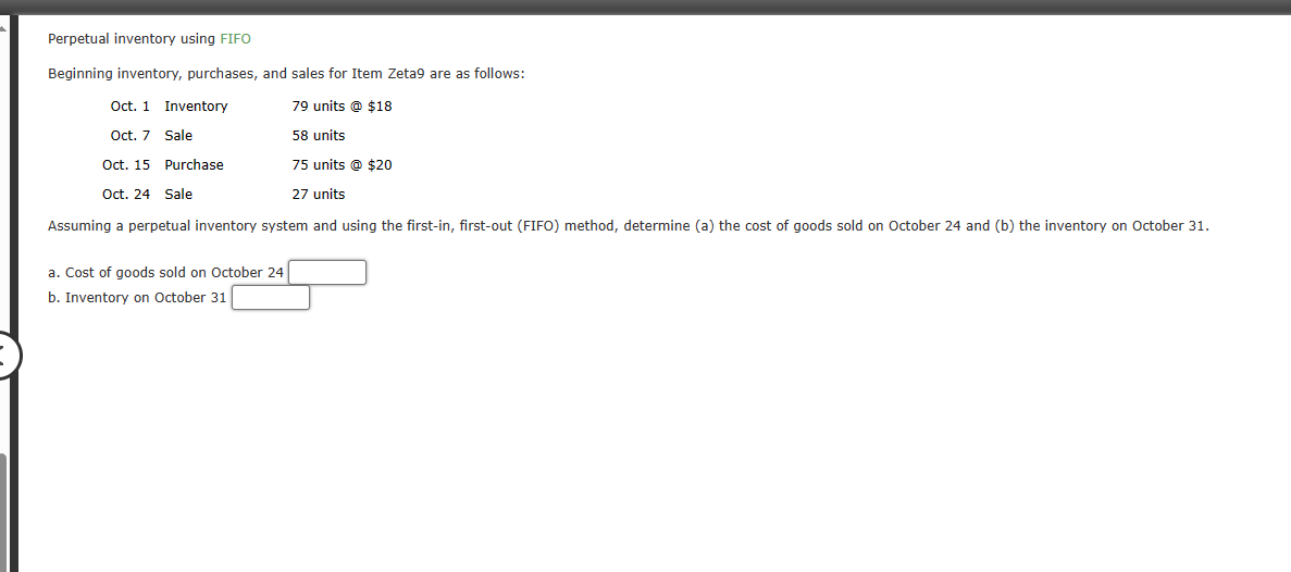 Solved Perpetual inventory using FIFO Beginning inventory, | Chegg.com