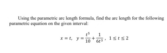 Solved Using the parametric arc length formula, find the are | Chegg.com