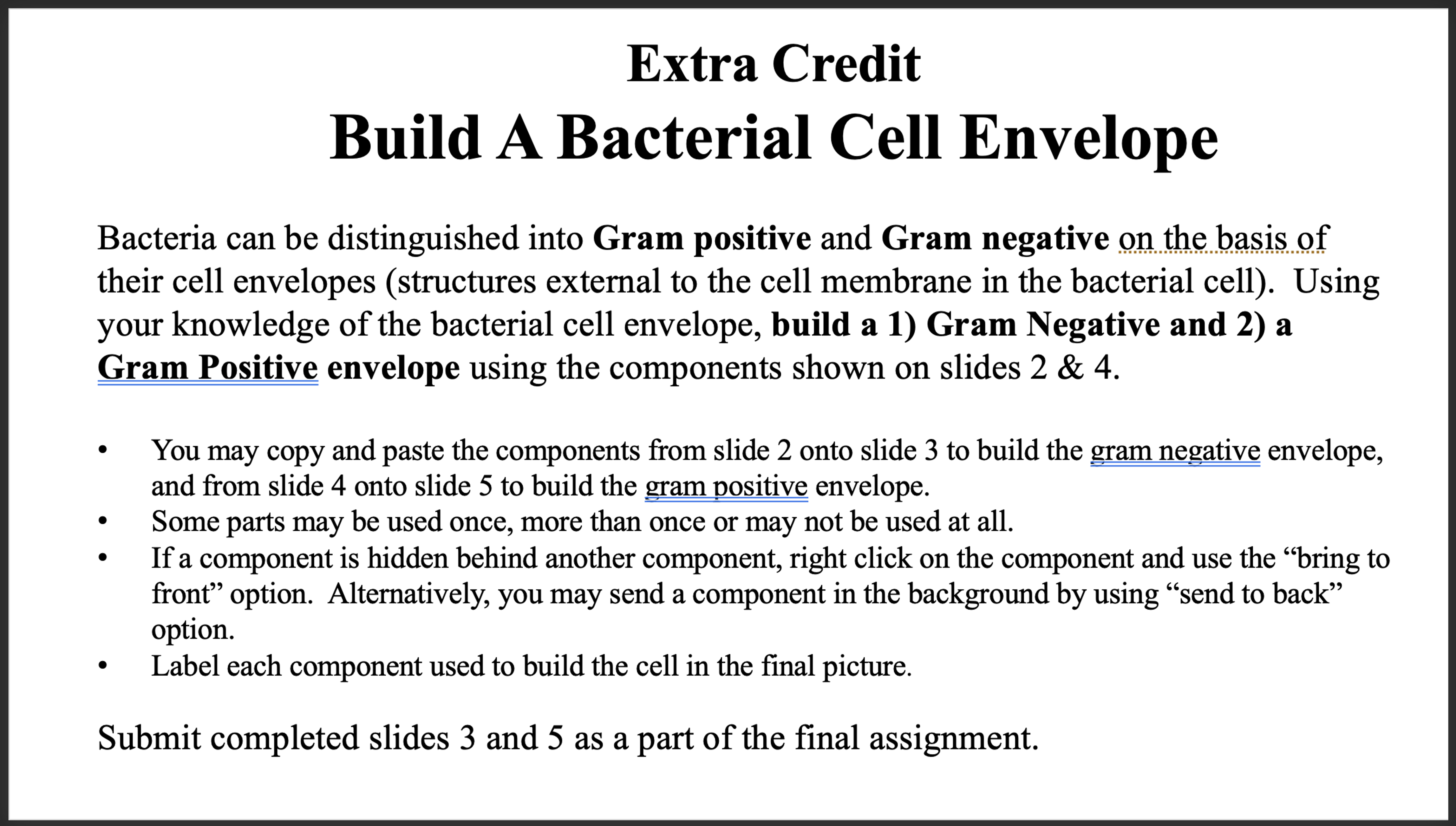 Solved Extra Credit Gram Negative Envelope Gram Positive | Chegg.com