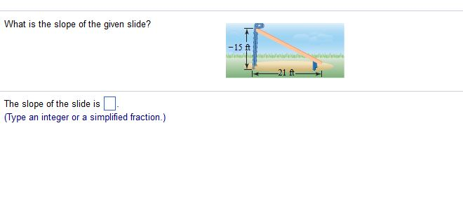 Solved What is the slope of the given slide? 15 ft The slope | Chegg.com
