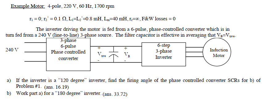 Solved Example Motor: 4-pole, 220 V,60 Hz,1700rpm | Chegg.com