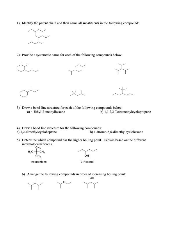 Solved 1) Identify the parent chain and then name all | Chegg.com