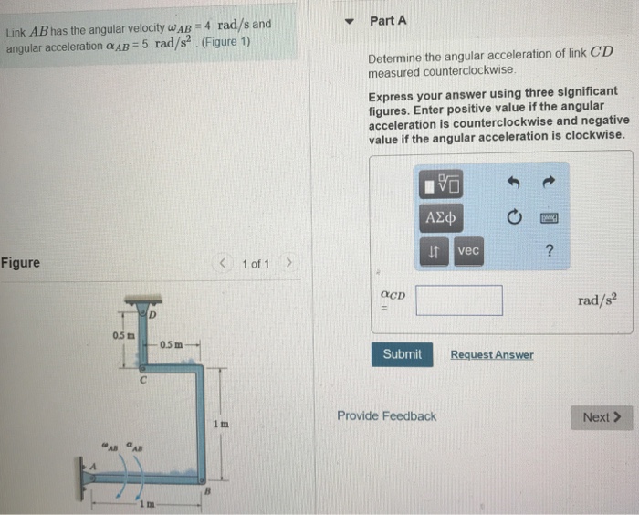 Solved Link AB has the angular velocity wAB 4 rad/s and | Chegg.com