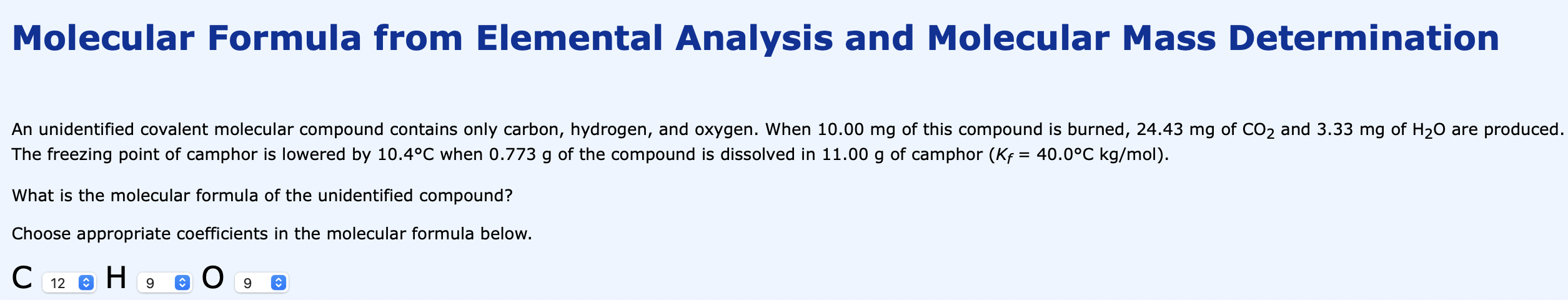 Solved Molecular Formula from Elemental Analysis and | Chegg.com