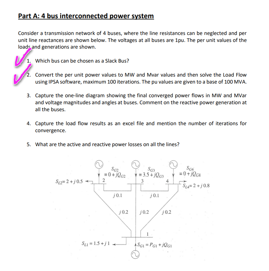 Solved Part A: 4 bus interconnected power system Consider a | Chegg.com