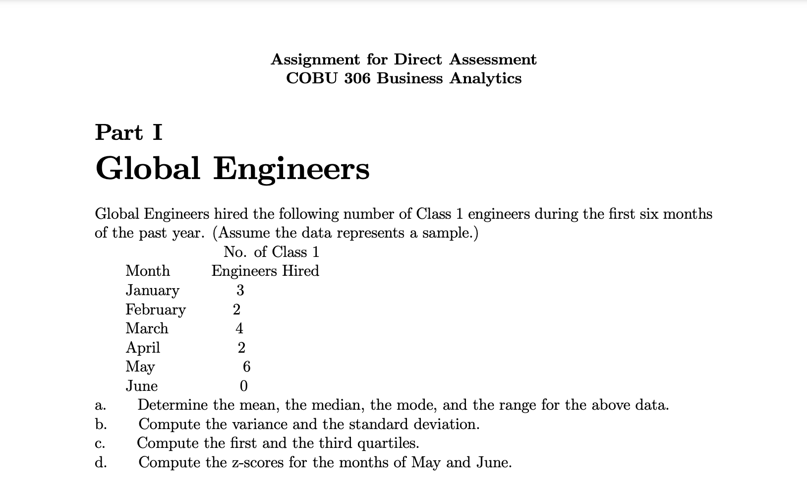 Solved Assignment for Direct Assessment COBU 306 Business | Chegg.com