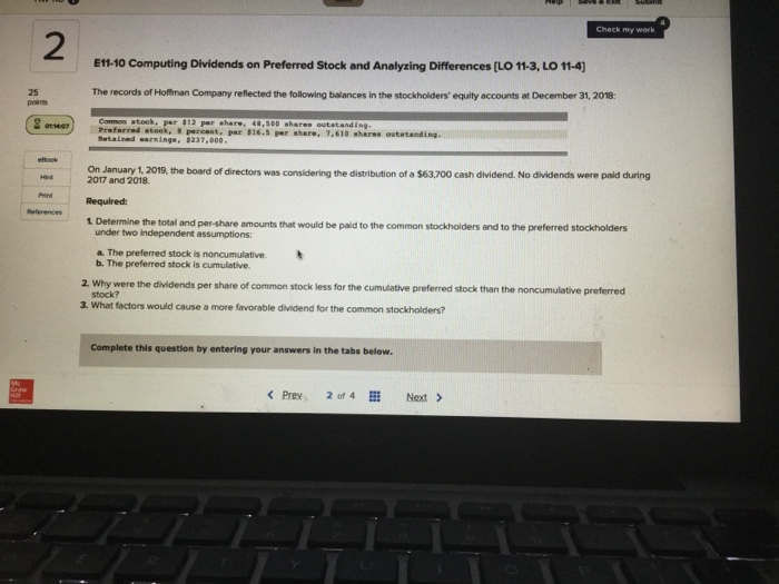Solved 2 E11-10 Computing Dividends on Preferred Stock and | Chegg.com