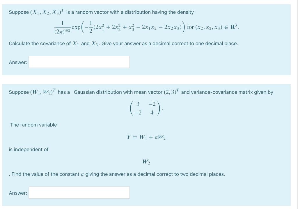 Solved Suppose (X1, X2, X3) is a random vector with a | Chegg.com