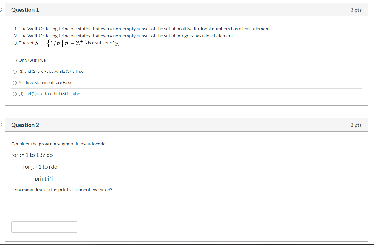 Solved Question 1 3 pts 1. The Well-Ordering Principle | Chegg.com