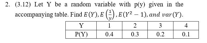 Solved 2. (3.12) Let Y be a random variable with p(y) given | Chegg.com