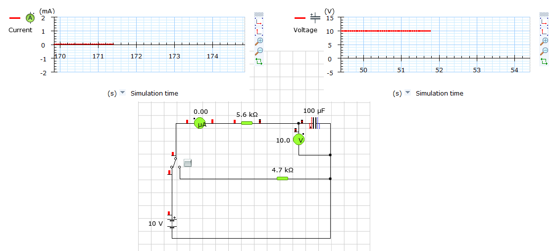 Solved The capacitor is discharging belowConstruct the above | Chegg.com