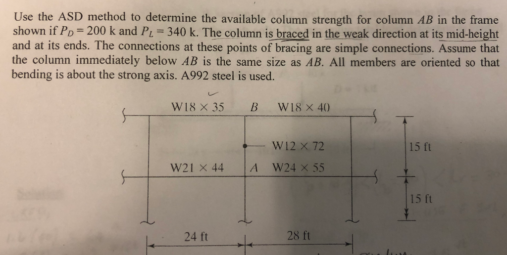 Solved Use the ASD method to determine the available column | Chegg.com