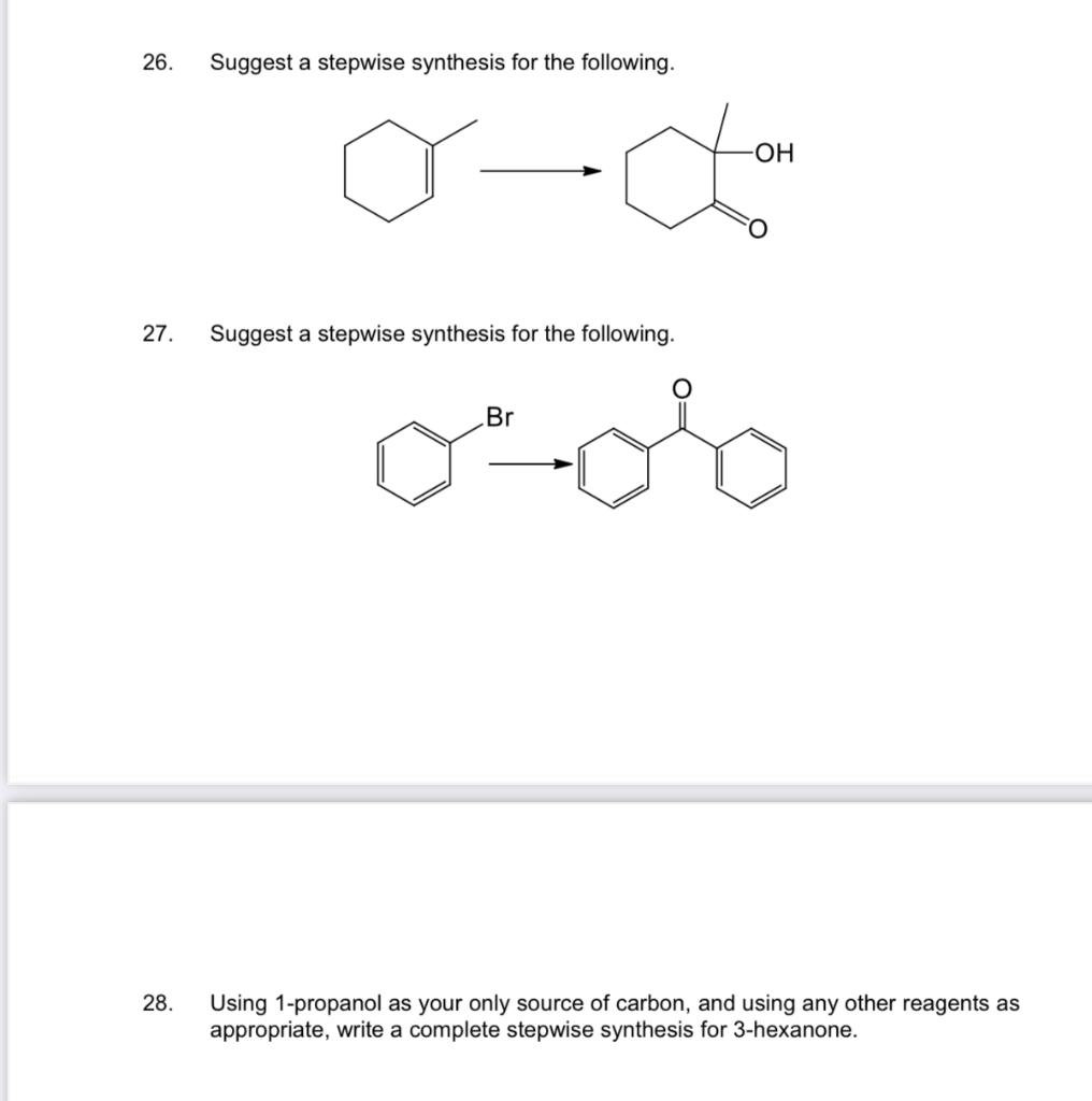 Solved 26. Suggest a stepwise synthesis for the following. | Chegg.com