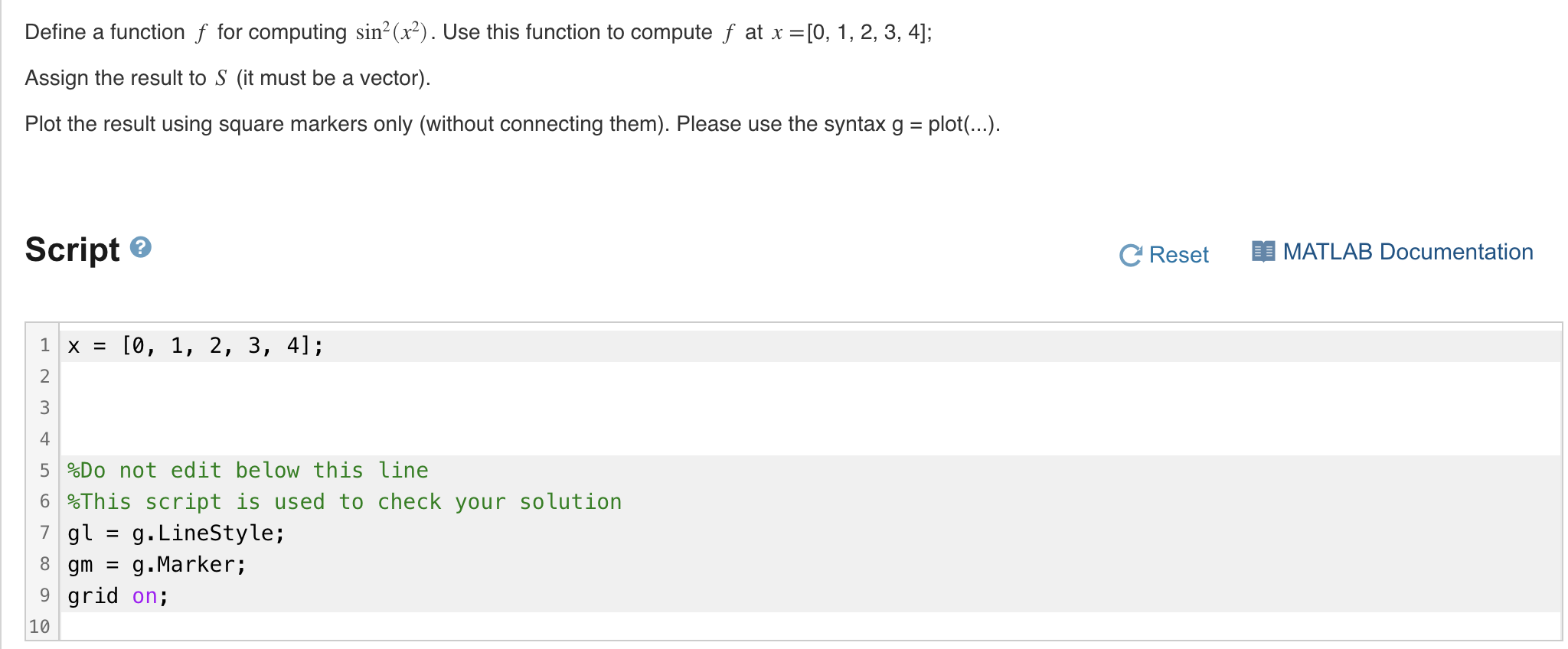 Solved Please use MATLAB. Define a function f for | Chegg.com