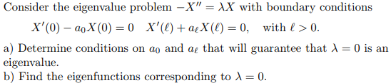 Solved Consider the eigenvalue problem −X′′=λX with boundary | Chegg.com