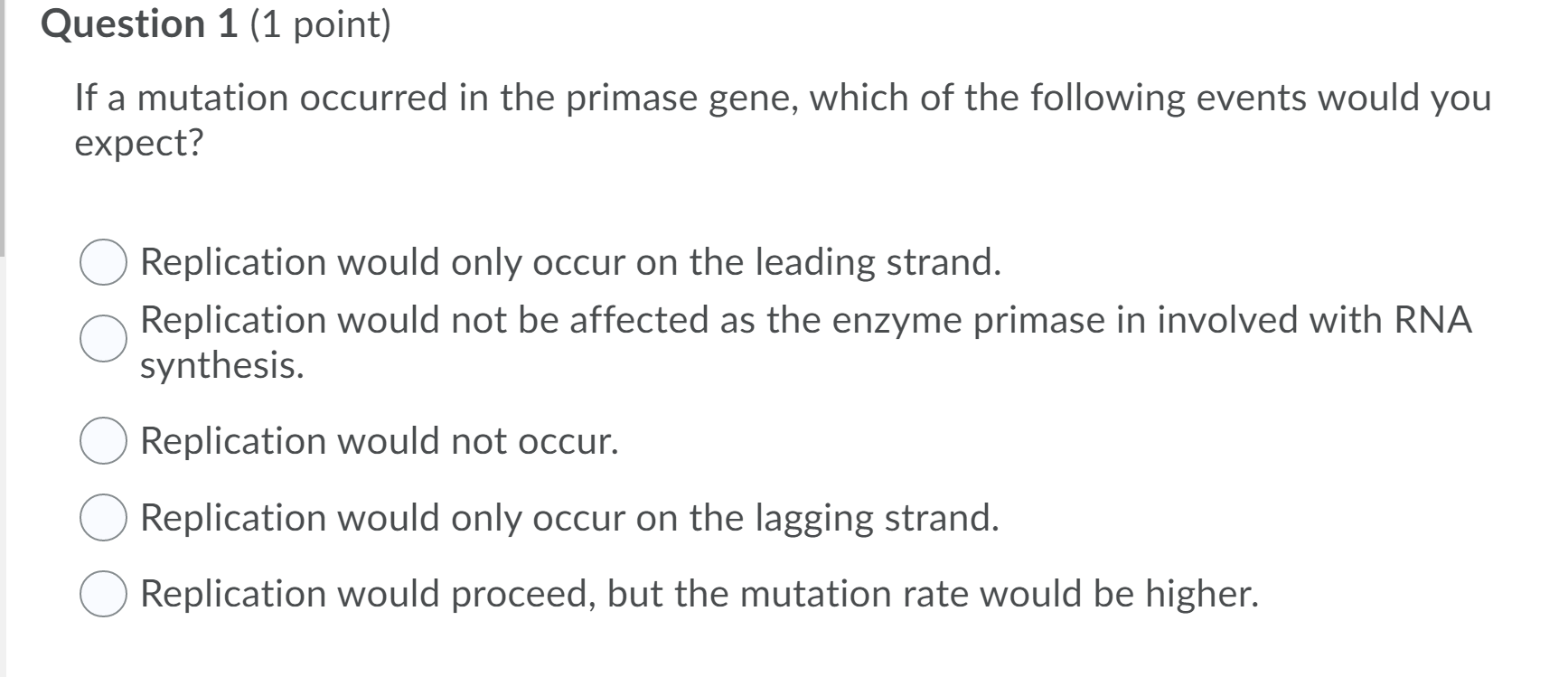 Solved Question 1 (1 point) If a mutation occurred in the | Chegg.com