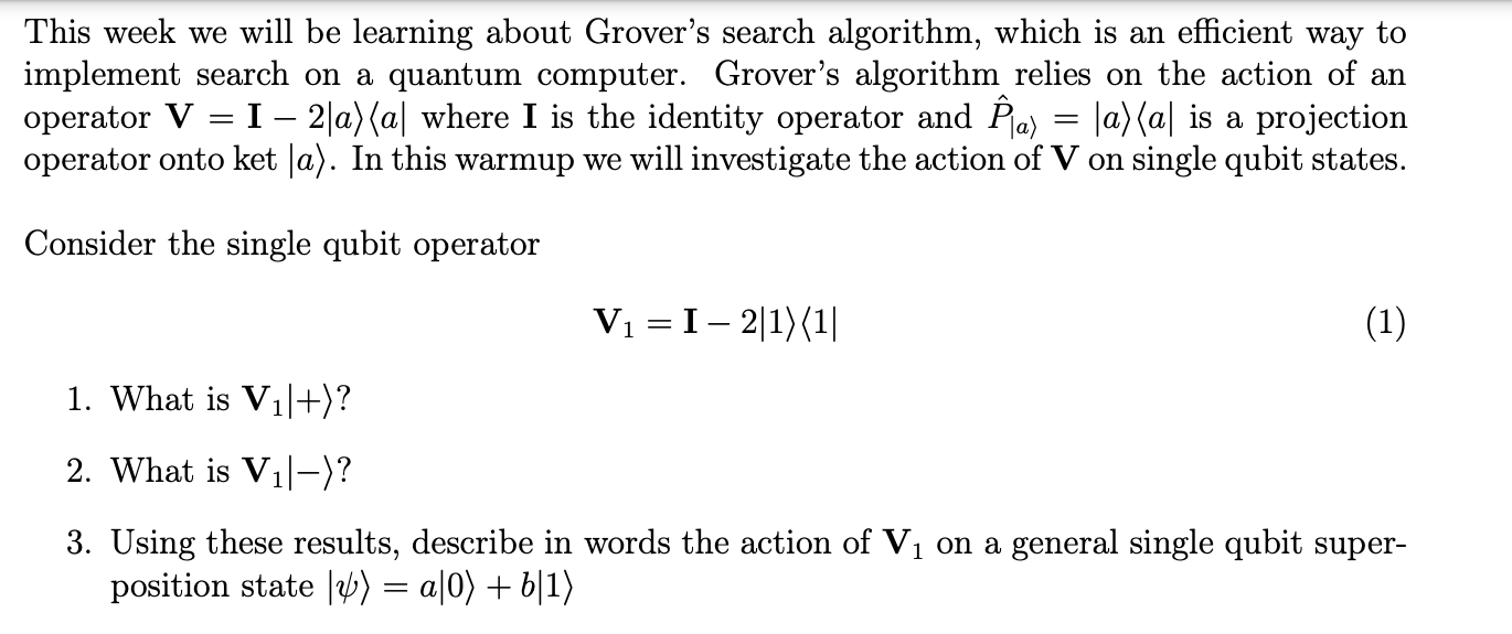 This week we will be learning about Grover's search | Chegg.com