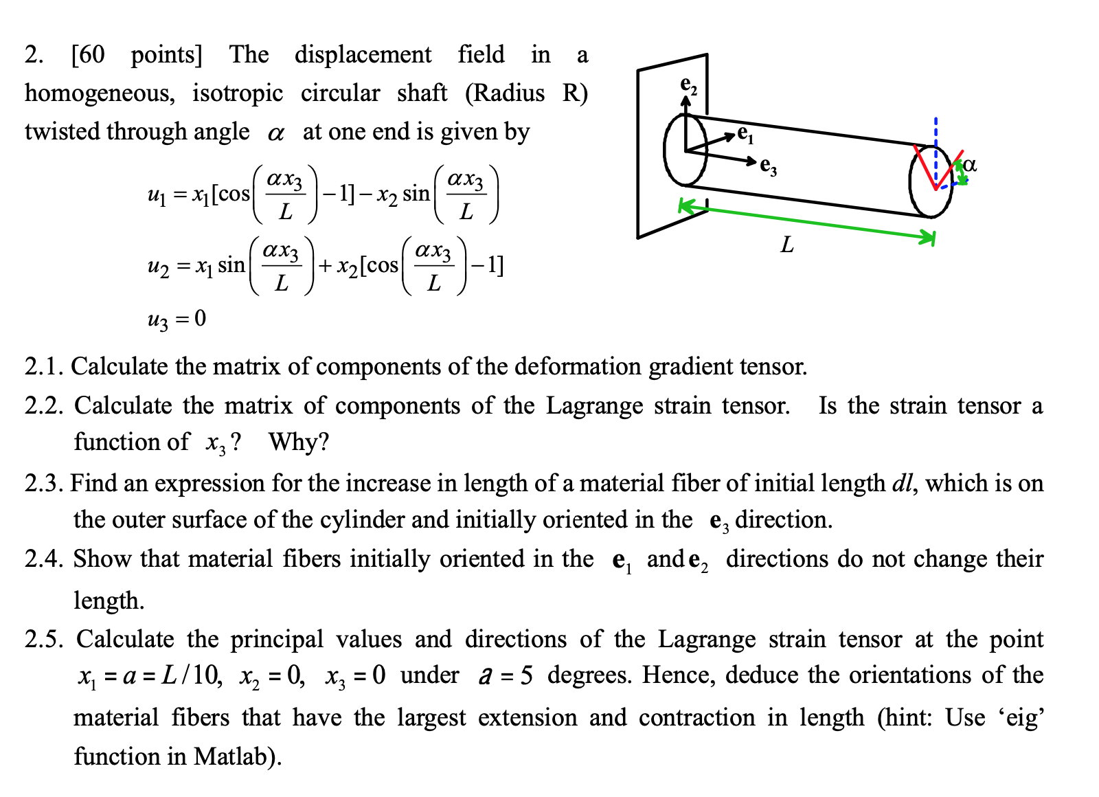 2. [60 points ] The displacement field in a | Chegg.com