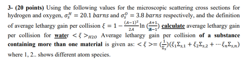 Solved 3- (20 points) Using the following values for the | Chegg.com