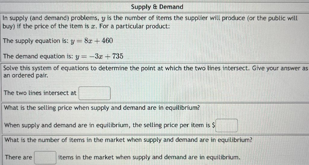 Solved In supply (and demand) problems, y is the number of | Chegg.com