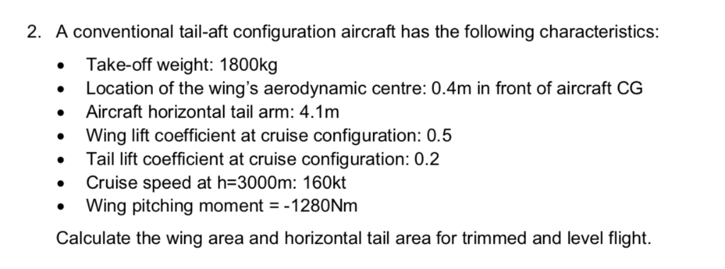 2. A conventional tail-aft configuration aircraft has | Chegg.com