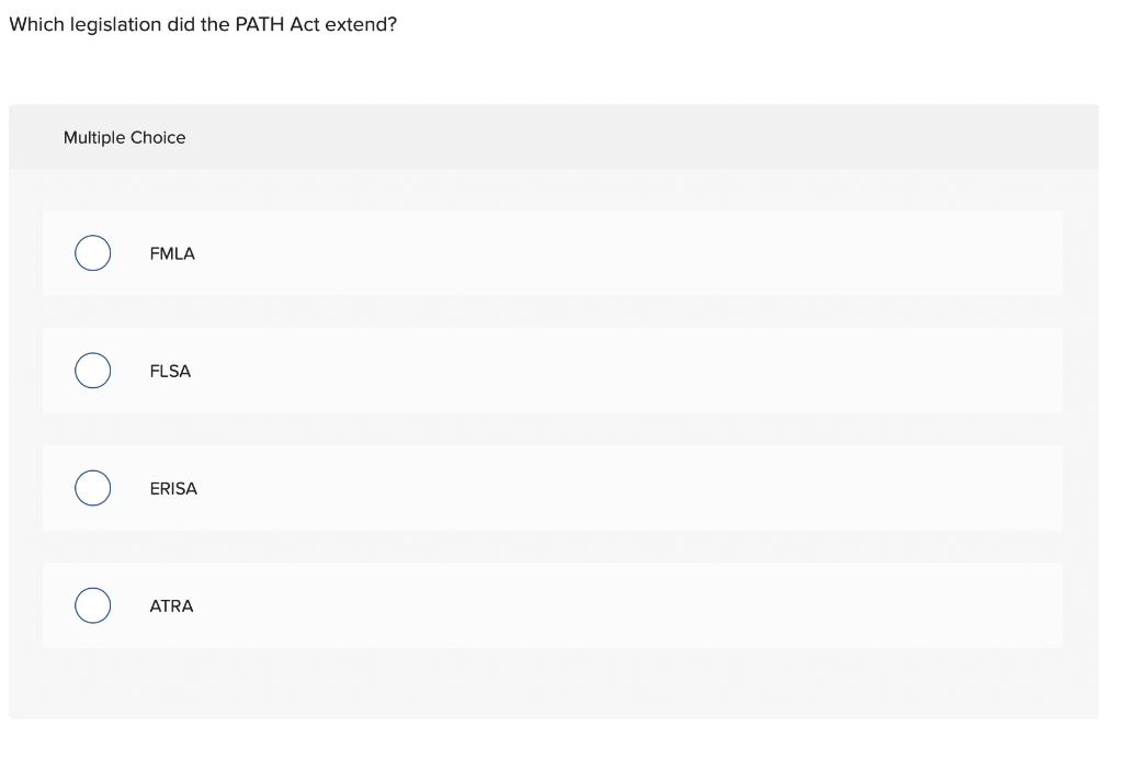 Solved Which legislation did the PATH Act extend? Multiple | Chegg.com