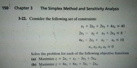 Solved 150 Chapter 3 The Simplex Method and Sensitivity | Chegg.com