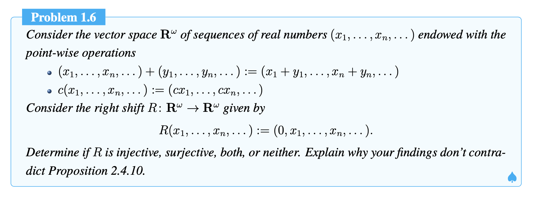Solved Consider the vector space Rω of sequences of real | Chegg.com