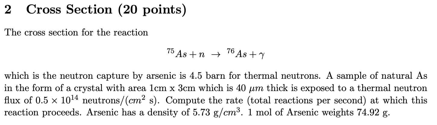 Solved by an EXPERT 2 ﻿Cross Section (20 ﻿points)The cross section for | Chegg.com