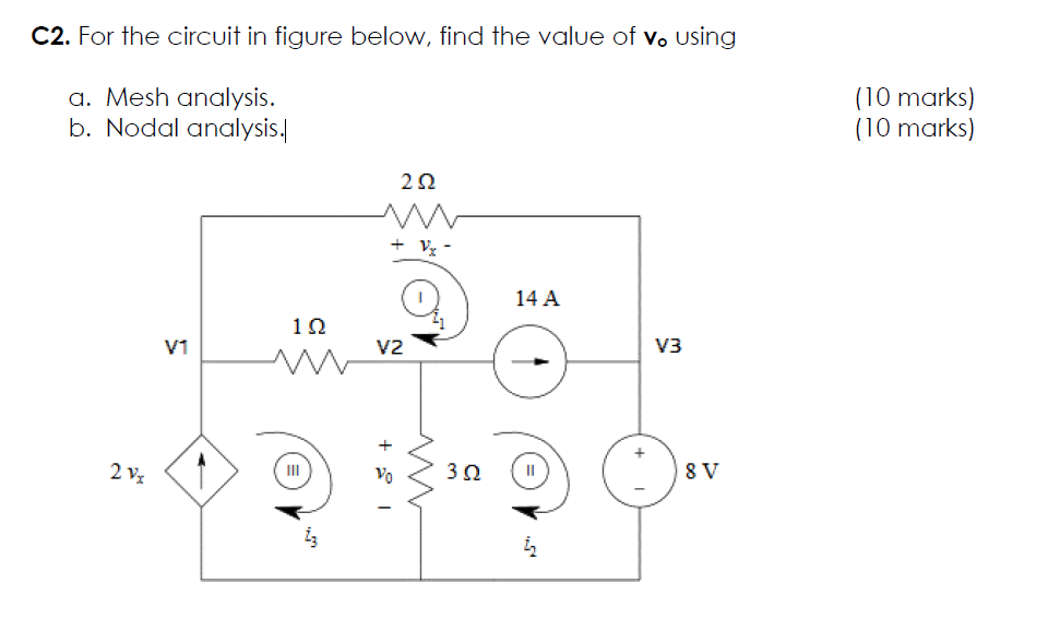 Solved C2. For the circuit in figure below, find the value | Chegg.com