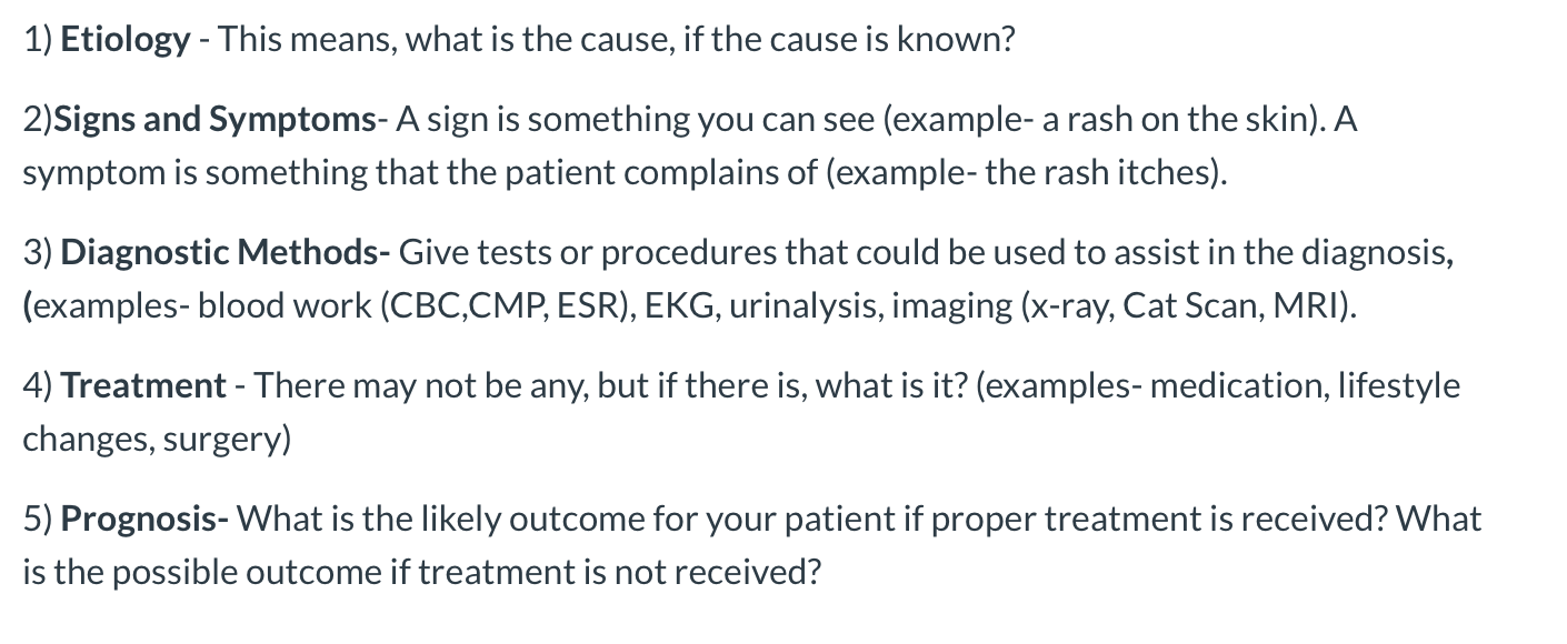 Solved 1) Etiology - This means, what is the cause, if the | Chegg.com